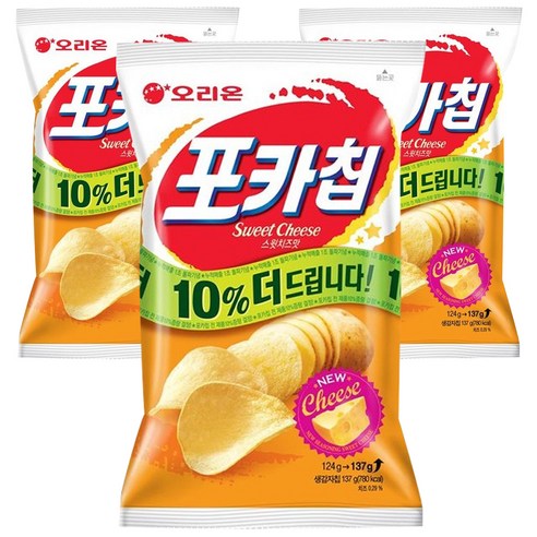 오리온 포카칩 스윗치즈, 137g, 3개, 137g - 가격 변동 추적 그래프 - 역대가