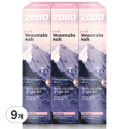 2080 퓨어 치약 핑크 마일드민트향, 120g, 9개 - 가격 변동 추적 그래프 - 역대가