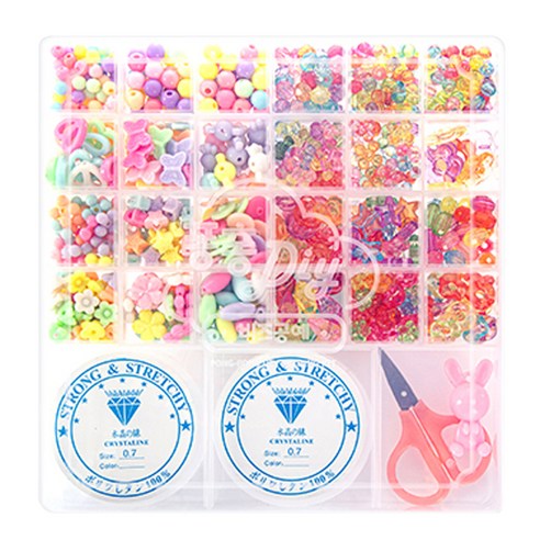DIY 퐁퐁 비즈공예 세트, A05파스텔투명, 1세트 - 유아비즈DIY세트 | 쿠팡