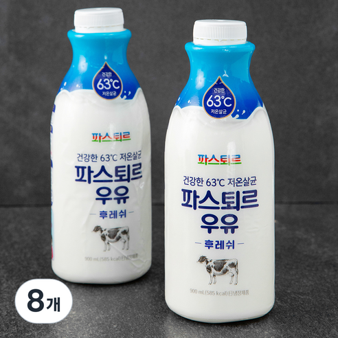 파스퇴르 저온살균 우유, 900ml, 8개 - 가격 변동 추적 그래프 - 역대가