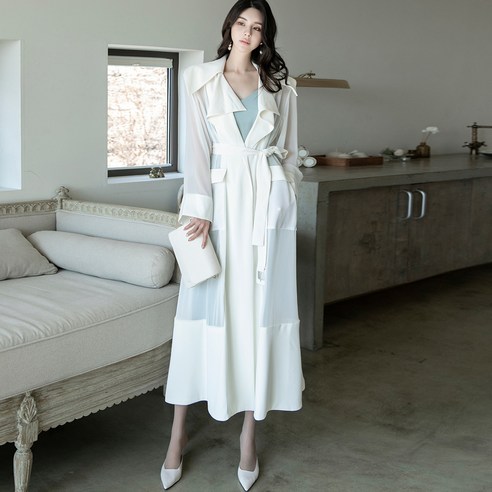 딘트 린체 쉬폰배색 프린지 코트 J9045 + 벨트 세트 - 가격 변동 추적 그래프 - 역대가