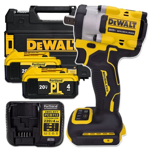 '디월트 충전 임팩 렌치 브러쉬리스 DCF922 케이스 호환 4.0Ah 포틀랜드 배터리 세트, DCF922&PL4..., 1세트 ...