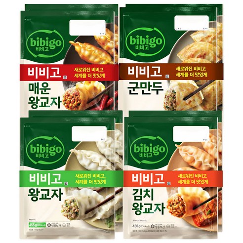 CJ 비비고 왕교자 4종 혼합 8봉 (왕교자455g+김치420g+매운385g+군만두450g 각 2봉) - 교자만두 | 쿠팡