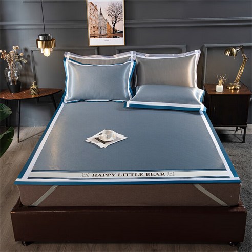 Tiger Pavilion 논 슬립 아이스 실크 쿨 매트 + 베개 커버 세트 - 쿨매트 | 쿠팡