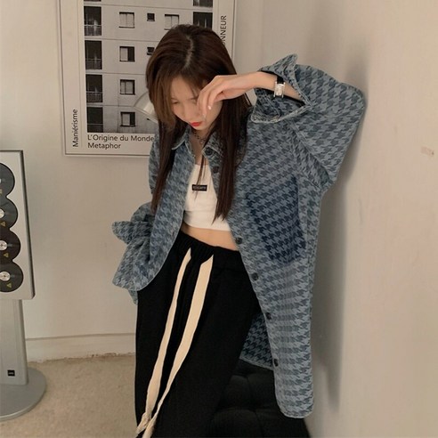 caoying 레트로 패션 다리 새 형제 데님 코트 가을 새로운 우아한 느슨한 중간 길이 긴 소매 코트 유행 - 가격 변동 추적 ...