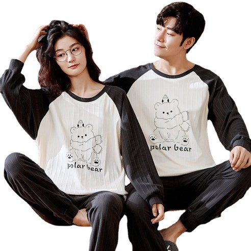 ANKRIC 커플 잠옷 커플 잠옷 봄과 가을 면화 년 긴 소매 남녀 가슴 패드 홈 의류 귀여운 한국어 버전 - 가격 변동 추적 그래프 - 역대