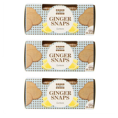 Nyakers 스웨디쉬 레몬 진저 스냅스 150g 3팩 레몬 Nyakers Swedish Lemon Ginger Snaps ...