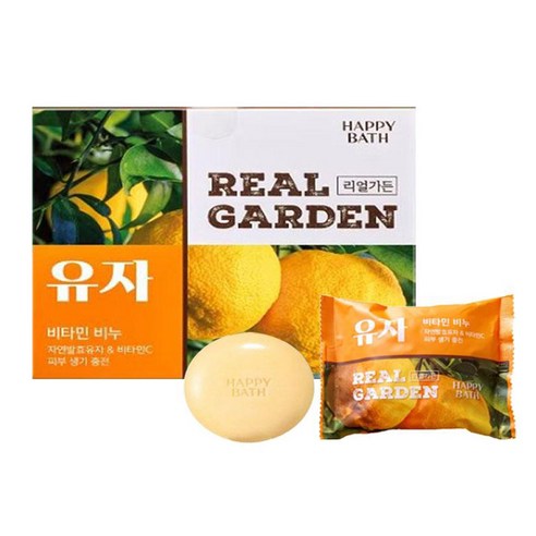 해피바스 리얼가든 유자비누90g 8개 - 클렌징 비누 | 쿠팡