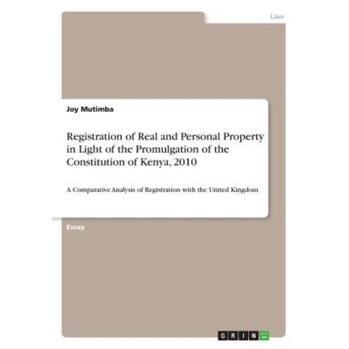 (영문도서) Registration of Real and Personal Property in Light of the ...