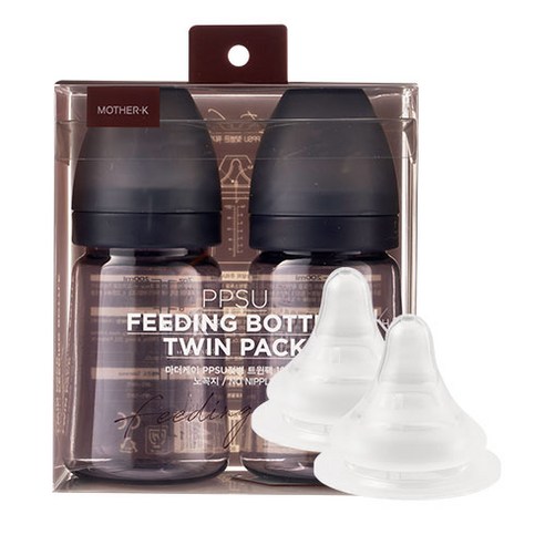 마더케이 베이직 PPSU 젖병 180ml 트윈팩 + 젖꼭지 2p 세트, 1단계, 네이비 - 가격 변동 추적 그래프 - 역대가