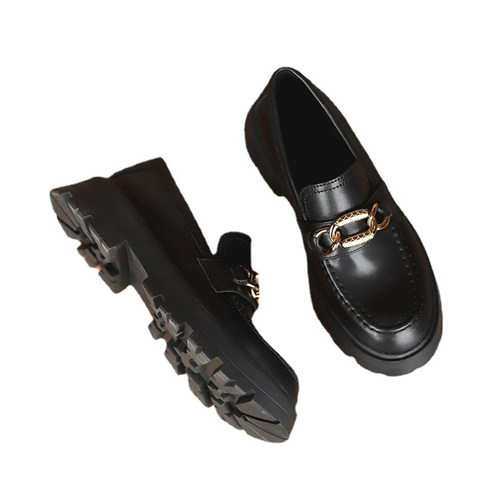 ANKRIC 여자구두 가죽 로퍼 조커 jk 신발 두꺼운 발바닥 2022 봄 두꺼운 뒤꿈치 캐주얼 영국 스타일 작은 가죽 신발 여성 - 가격 변