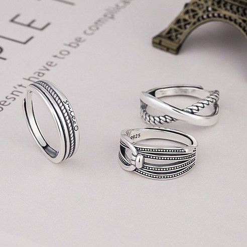 KORELAN s925 순은 일일 반지 여성 패션 개성 복고 기하학 조각 교차 - 가격 변동 추적 그래프 - 역대가